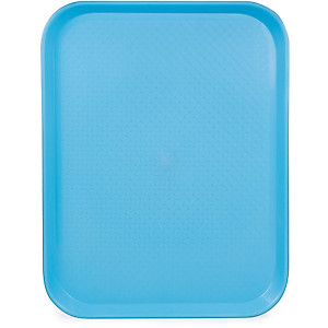 Fast Food Cafeteria Tray | 14 x 18 Rectangular Textured Plastic Food Serving TV Tray | School Lunch, Diner, & Commercial Kitchen Restaurant Equipment (Blue)