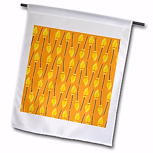 3dRose Cute Orange Witches Brooms Pattern - Flags (fl-369545-2)