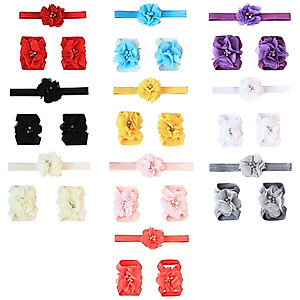 ZOCONE 10 Colors Baby Girl Headbands and Barefoot Flower Sandals Value Set Baby headbands Feet Accessories for Newborn Infants Toddlers Girls