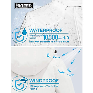 Skieer Women's Waterproof Ski Jacket Winter Parka with Detachable Hood White M