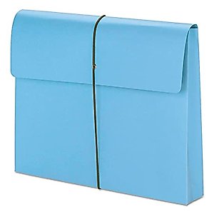 Smead Colored Expanding File Wallet with Flap and Cord Closure, 2" Expansion, Letter Size, Blue, 10 per Box (77203)