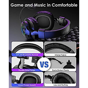 EasySMX Wireless Gaming Headset with Detachable Noise Cancelling Microphone, 2.4G Bluetooth & 3.5mm Wired Jack 3 Modes RGB Wireless Gaming Headphones for PS5/PS4/PC, Mac, Switch, Phone