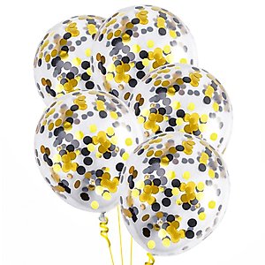Orange Black Confetti Balloons 24 Pcs, 12 Inch Thickened Clear Latex Balloon with Confetti Inside for Halloween Party Decorations Birthday Baby Shower Bridal Shower Decoration Supplies