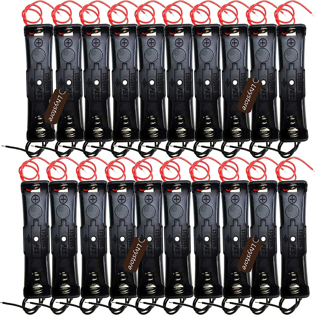 18650 Battery Case Holder 1 Slot, Ltvystore 18650 Battery Storage Box, Black Plastic Batteries Case for 18650 Button Top Single Battery,Pack of 20