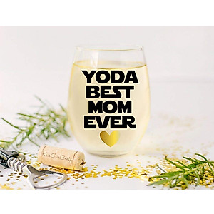 Yoda Best Mom Ever - Premium 21oz Stemless Wine Glass