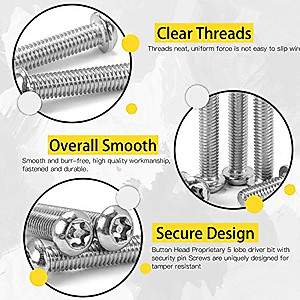 Hilitchi M6 Button Head Torx Security Screws Stainless Steel Tamper Proof Screws w T30 Bit (M6 Assortment Kit-70PCS)