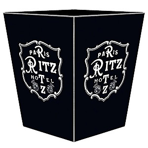 Marye-Kelley -Paris Ritz Wastepaper Basket, Handmade, Decoupage, Wood Wastepaper Baskets, Made in The USA.