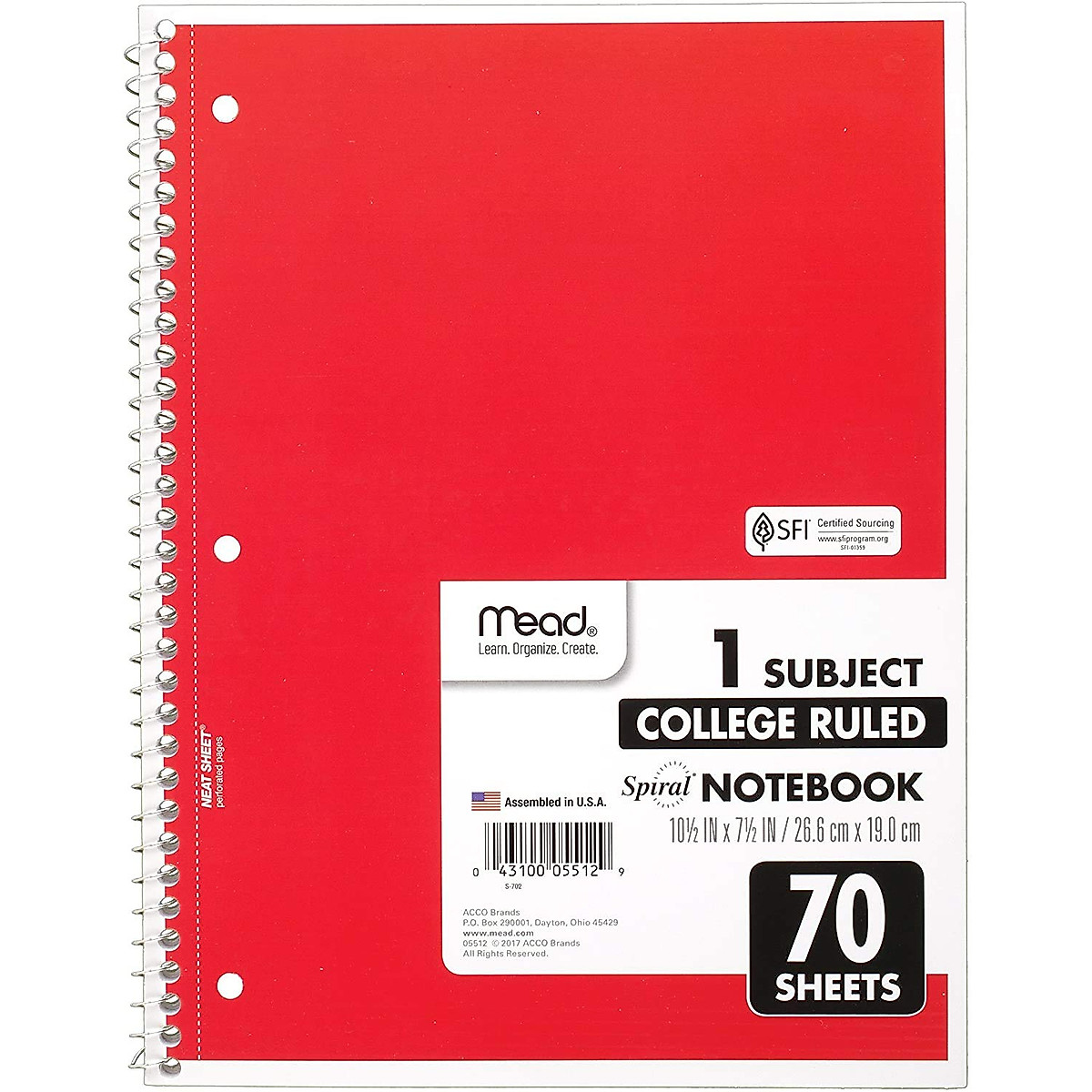 Mead Spiral Notebooks, 1 Subject, College Ruled, 70 Sheets, 24 Pack (73705)