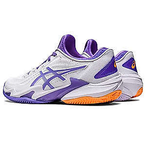 ASICS Women's Court FlyteFoam 3 Clay Tennis Shoes, 7.5, White/Amethyst