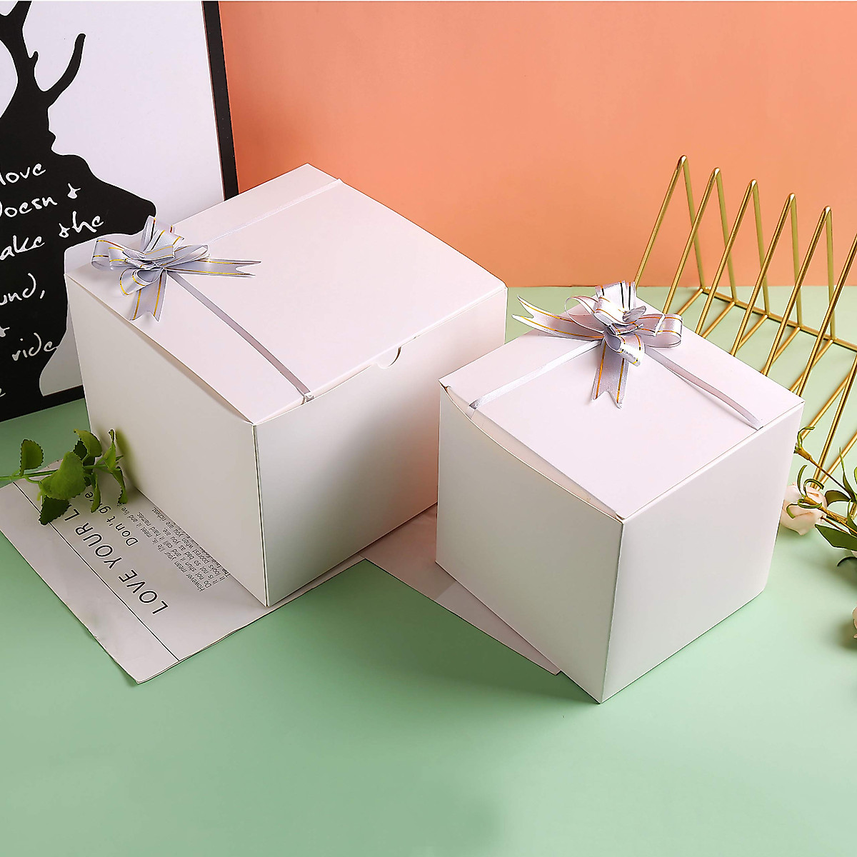 SHIPKEY 10PCS White Gift Boxes with Lids | 5x5x5 Inch Durable Square Gift Boxes | Gift Box for Wedding, Christmas, Holidays, Birthdays and All Other Occasions