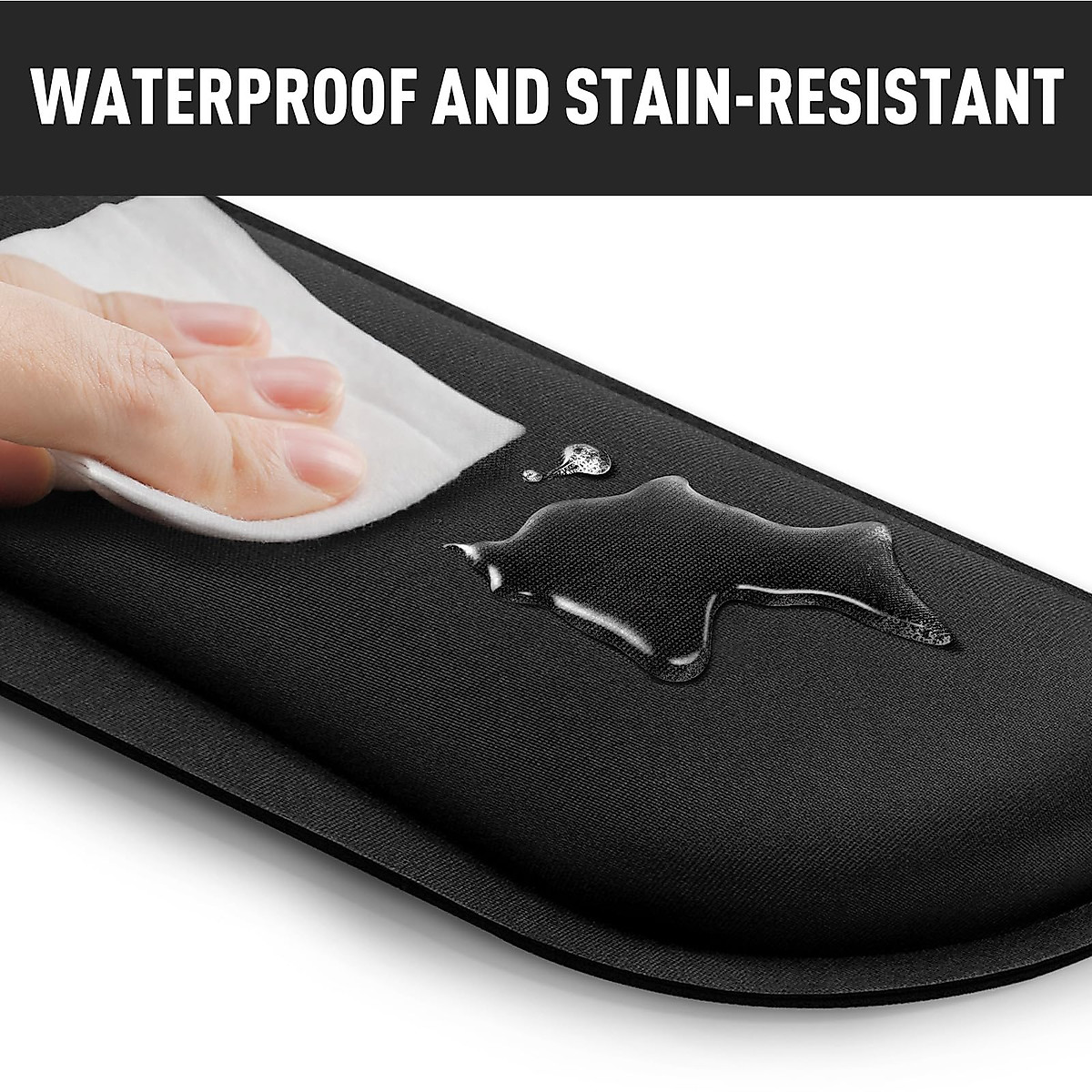 Gimars Keyboard Wrist Rest Pad with 63D High-Density Thicken Enlarge Memory Foam, Anti-Slip Rubber Base and Ergonomic Design for Office,Gaming, Computer, Laptop, Mac, Carpal Tunnel Pain Relief, Black