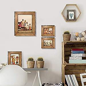 IKEREE 8x10 Picture Frames with Bark Edges, Rustic Wood Photo Frame for Tabletop or Wall Display, Natural Brown.