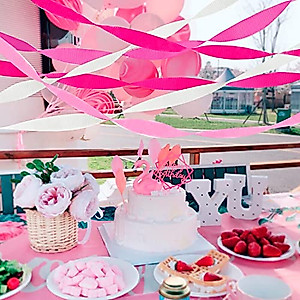 YSSAI Pink Party Decorations Pink Crepe Paper Streamers 8 Rolls 656 ft Tassels Streamer Garland Hanging Backdrops Decorations for Birthday Bachelorette Engagement Wedding Baby Shower Party Supplies