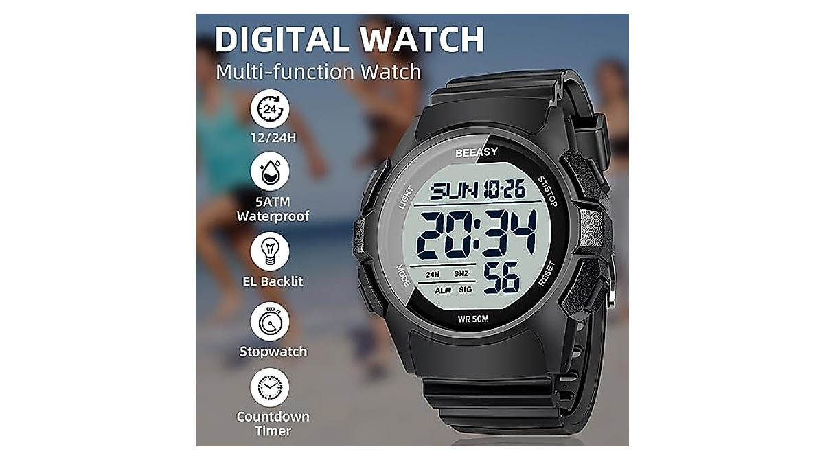 Beeasy Waterproof Digital Sports Watch for Men