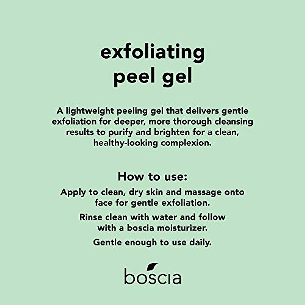boscia Exfoliating Peel Gel, Vegan Cruelty-Free, Natural Clean Skincare. Deep-Cleaning Daily Face Exfoliator Pore Minimizer Blackhead Remover. 5 fl oz
