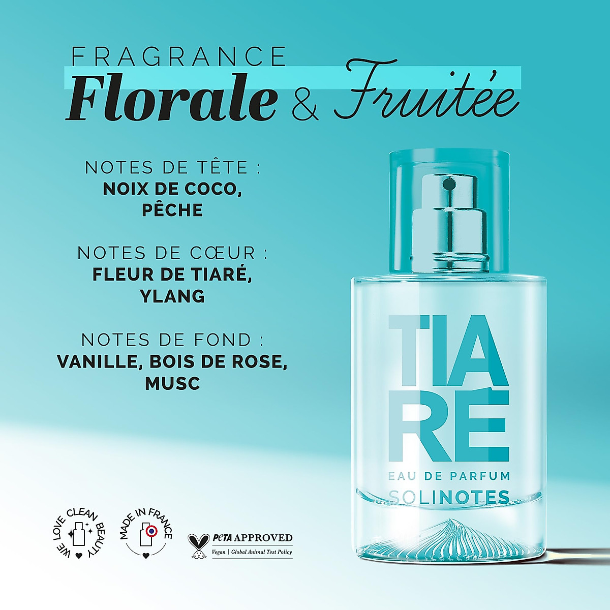 SOLINOTES Tiaré Perfume for Women - Eau De Parfum | Delicate Floral and Soothing Scent - Made in France - Vegan - 1.7 fl.oz