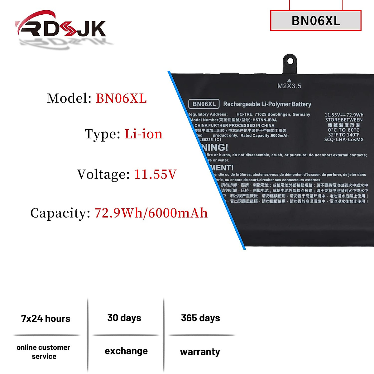 BN06XL HSTNN-IB9A Laptop Battery for HP Spectre X360 15 15-EB 15-EB0005UR 15-EB0000NS 15-EB0010NG X360 Convertible 15-EB0005NI 15-EB0008UR 15-EB0037NA L68299-005 L68235-1C1 BN06072XL 11.55V 72.9Wh