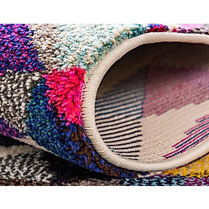 Unique Loom Estrella Collection Geometric, Triangles, Bright Colors, Abstract, Modern Area Rug, 9 ft x 12 ft, Multi/Beige