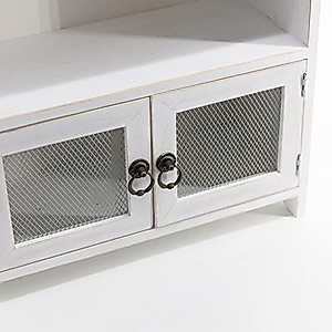 COLLECTIVE HOME - 2 Tiered Storage Cabinet, Countertop Cabinet, Wood Organizer for Kitchen Living Room Bedroom Bathroom Office with Magnetic Door, 15.75 x 14.5 x 6.5, White, 01