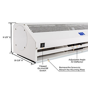 Awoco 48" Super Power 1 Speed 1700 CFM Commercial Indoor Air Curtain, 120V Unheated, ETL & UL Certified to Meet NSF 37 Food Service Standard