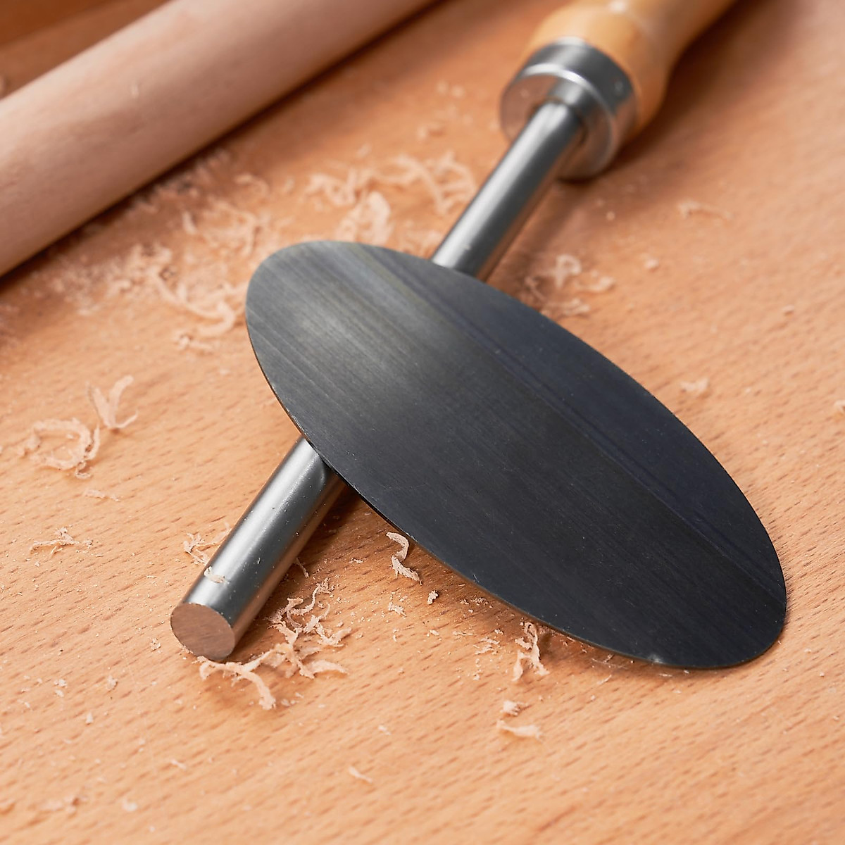 HERMIT TOOLS Cabinet Scraper Burnisher with 6 Piece Multi-Shaped Scraper Set 1 Oval 2 Double Convex/concave 1 Rectangle 1 Curved and 1 Gooseneck Scraper (Blue Spring Steel)