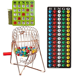 MR CHIPS 50 Easy Read Shutter Slide Bingo Cards with Cage, Everlasting Balls and Master Board