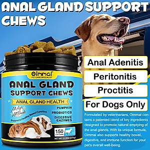 Anal Gland Support Soft Chews for Dog, Dog Anal Gland Treats w/Pumpkin, Dog Anal Gland Digestive Support Supplement Treatment Chews with Digestive Enzymes & Probiotics