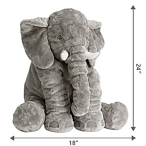 Tuko Large 24-Inch Grey Elephant Stuffed Animal Toy Figure