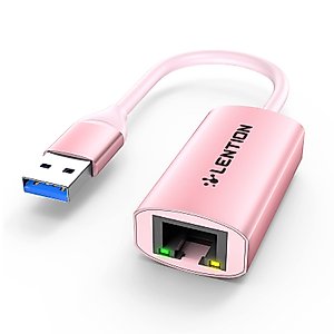 LENTION USB 3.0 Type A to Gigabit Ethernet Adapter, 1000M RJ45 Wired LAN Network Converter Compatible with Nintendo Switch, MacBook Pro/Air, Surface, Chromebook, Most Windows Laptops (HU604,Rose Gold)