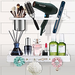 ANHIEN Hair Tool Organizer,Wall Mounted Hair Dryer and Styling tool Holder,Blow Dryer Holder,Hair Product Organizer for Hot Tools, Curling Iron,Hair Straightener(White)