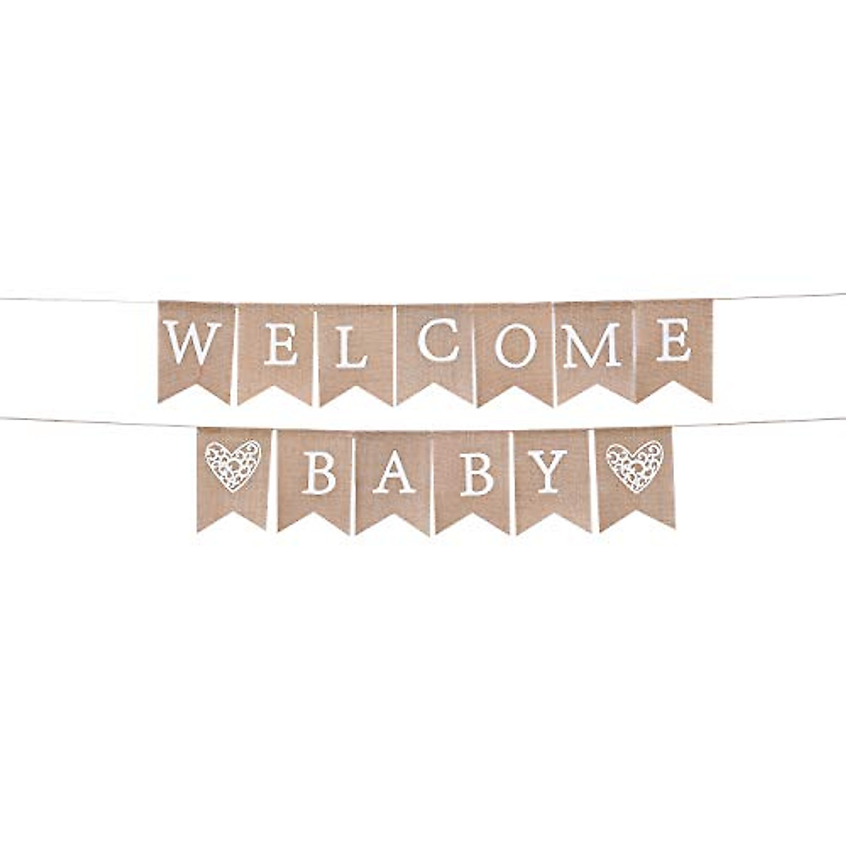 Welcome Baby for Burlap Banner - Bunting Garland for Baby Shower Party Ornament Favors, Baby Photo Prop，Baby Shower Welcome Sign (WELCOME BABY)