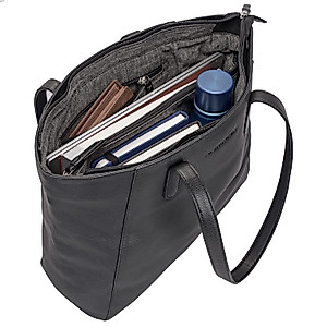 MARC PETER Lisa Black Real Leather Tote Bag for Women | Top Handle Satchel | Women Fashion Shoulder Bag