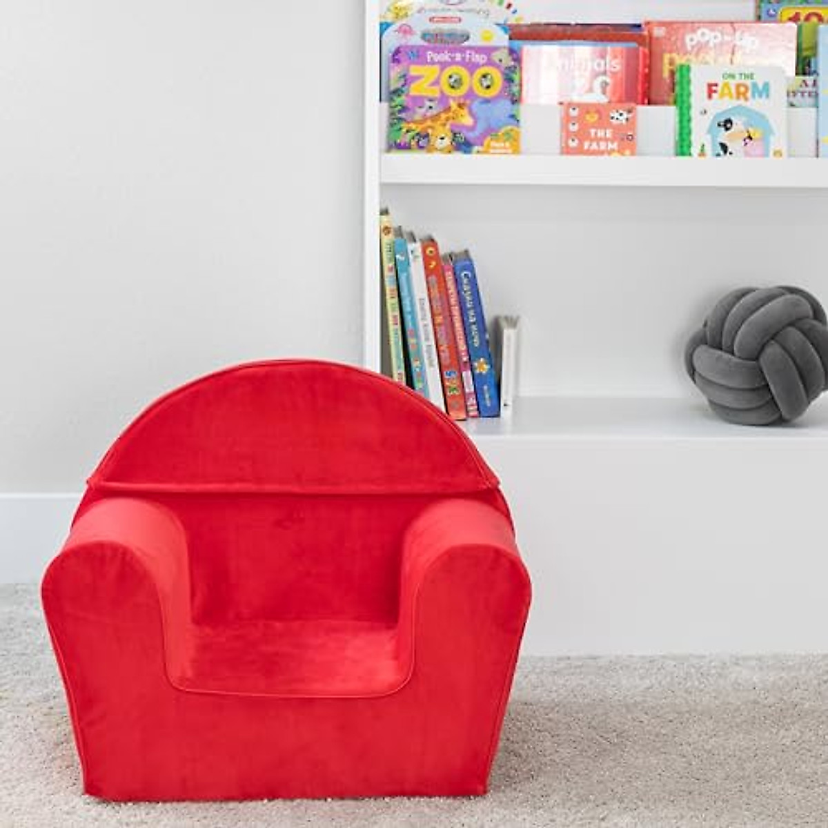 ABABY.COM Red Toddler Foam Chair - Comfy Reading Chair for Kids with Removable Cover- Lightweight Baby Chair