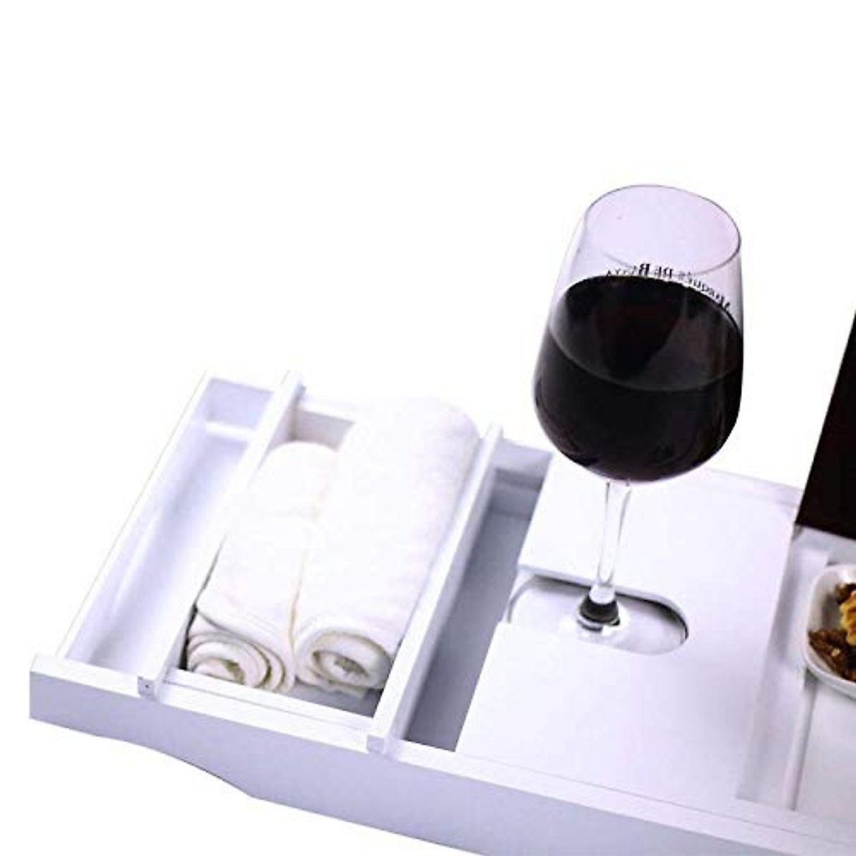 Cabot & Carlyle Luxury Bath Caddy Tray for Tub | Bath Table | Premium Bamboo Bathtub Tray for Tub | Fits All Bath Accessories Wine Glass, Books, Tablets, Cellphones, Shampoo | Bath Shelf Foldable