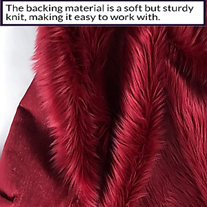 Bianna Ruby Red Burgundy Faux Fur Fabric, 60 inches Wide Options, American Seller, Luxury Shag Shaggy Material for Crafting, Sewing, Costumes, Fursuits, Home Decor (12x12 inches)