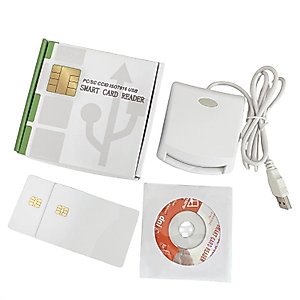 ISO7816 Contact EMV SIM eID PC/SC USB CCID Smart IC Chip Card Reader Writer Programmer with 2pcs SLE4442 Cards + SDK Kit(Program Required) for Professional Engineer