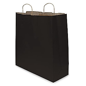 Black Paper Bags with Handles - 18x7x18.75 Inch 100 Pack Large Kraft Paper Shopping Bags with Durable Handles for Gifts, Birthdays, Events, Small Businesses, Retail Stores, Crafting, in Bulk
