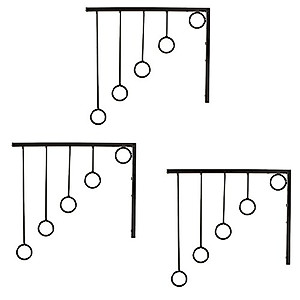 MyGift Set of 3 Wall-Mounted Metal Garment Rack/Bedroom Closet/Retail Clothing Organizer with 5 Hanging Rings, Black