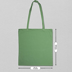 Urban Villa 12 Pack Reusable Grocery Bags 15’’x16’’ with 27’’ long Handle Green Color 100% Cotton Tote Bags Medium Weight Grocery Shopping Cloth Bags Great Choice for Promotion Gift DIY Advertising