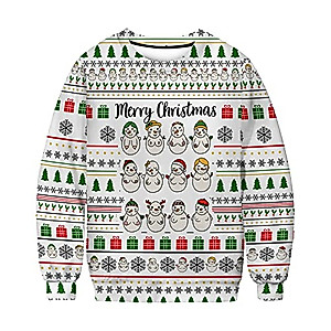Men's Ugly Christmas Sweatshirt Funny Top Crewneck Long Sleeve Holiday Pullover 3D Printed Graphic Sweatshirts