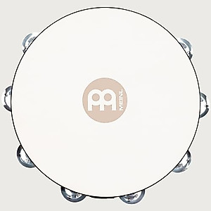 Meinl Percussion Traditional Goatskin Headed Wood Tambourine with Aluminum Jingles, Single Row — NOT Made in China — for All Musicians, 2-Year Warranty (TAH1A-AB)