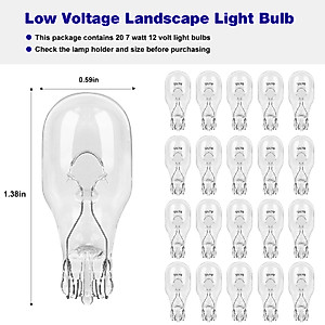 JIOTAR 20 Pcs-7 Watt 12 Volt Landscape Light Bulbs/ T5 Low Voltage Lighting Bulbs Replacement Deck Light Bulbs, Wedge Base Low Voltage Bulb, Cabinet and Automotive Light Bulbs