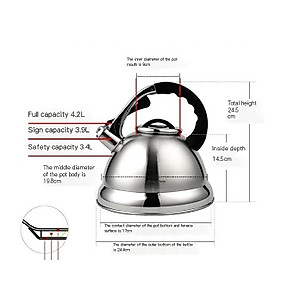 Tea Kettle Stovetop Whistling Teapot 4.2L Stainless Steel Tea Kettle Stovetop Whistling Teapot Whistling Tea Kettle Modern Whistling Tea Pot Whistle Kettle Stove Top Kettle