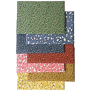 Qililandiy 7pcs Fat Quarter Flower Fabric Bundles Quilting Cotton Craft Fabric Pre-Cut Squares Sheets for Patchwork Sewing Quilting and Crafting