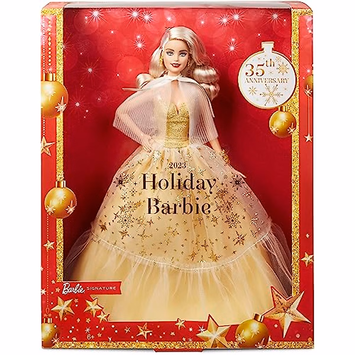 Barbie 2023 Holiday Barbie Doll, Seasonal Collector Gift, Barbie Signature, Golden Gown and Displayable Packaging, Blonde Hair