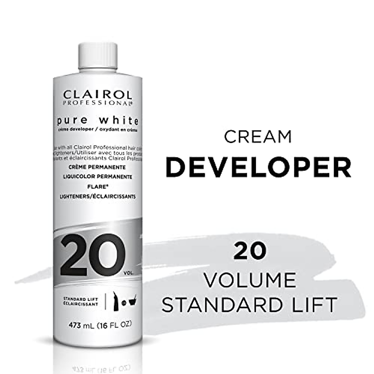 Clairol Professional Pure White 20 volume Crème Developer, 16 oz (Pack of 1)