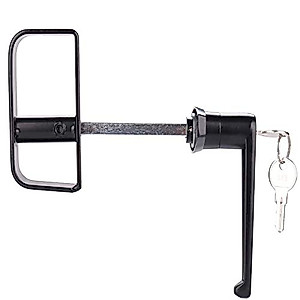 HauSun Shed Door Handle Lock Kit 4-1/2" L Handle with 2 Keys and 2 Screws, 4-1/2" Stem for Shed, Gate, Barn, Garage, Playhouse, Chicken Coop Door Lock and More, Black (L Handle)