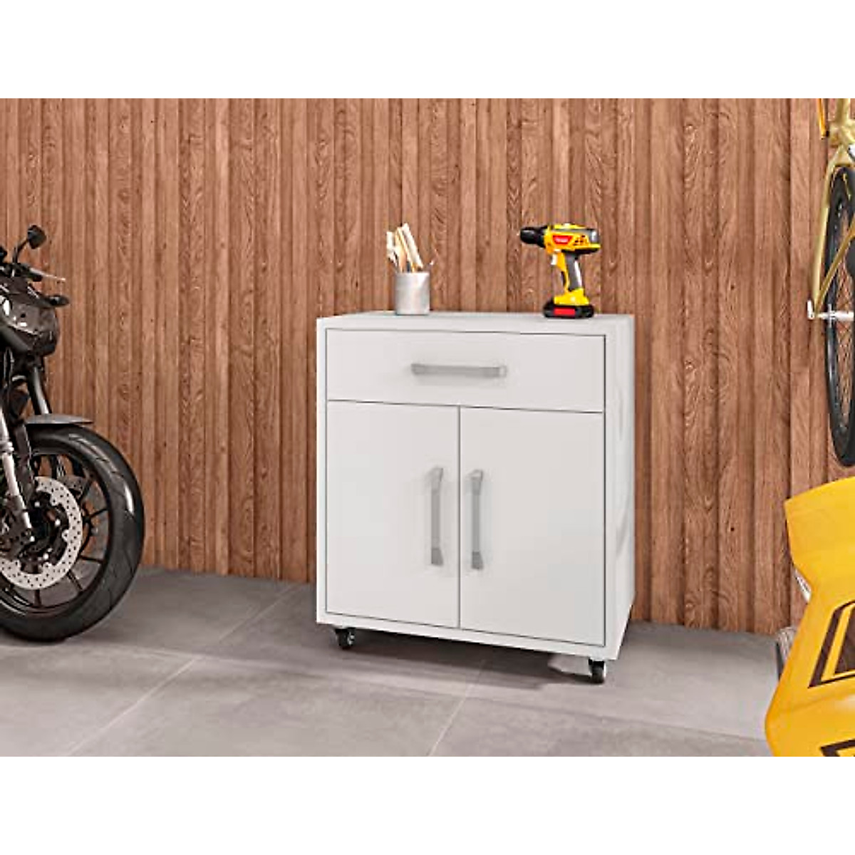 Manhattan Comfort Eiffel Garage Cabinets and Storage System, Set of 2, White
