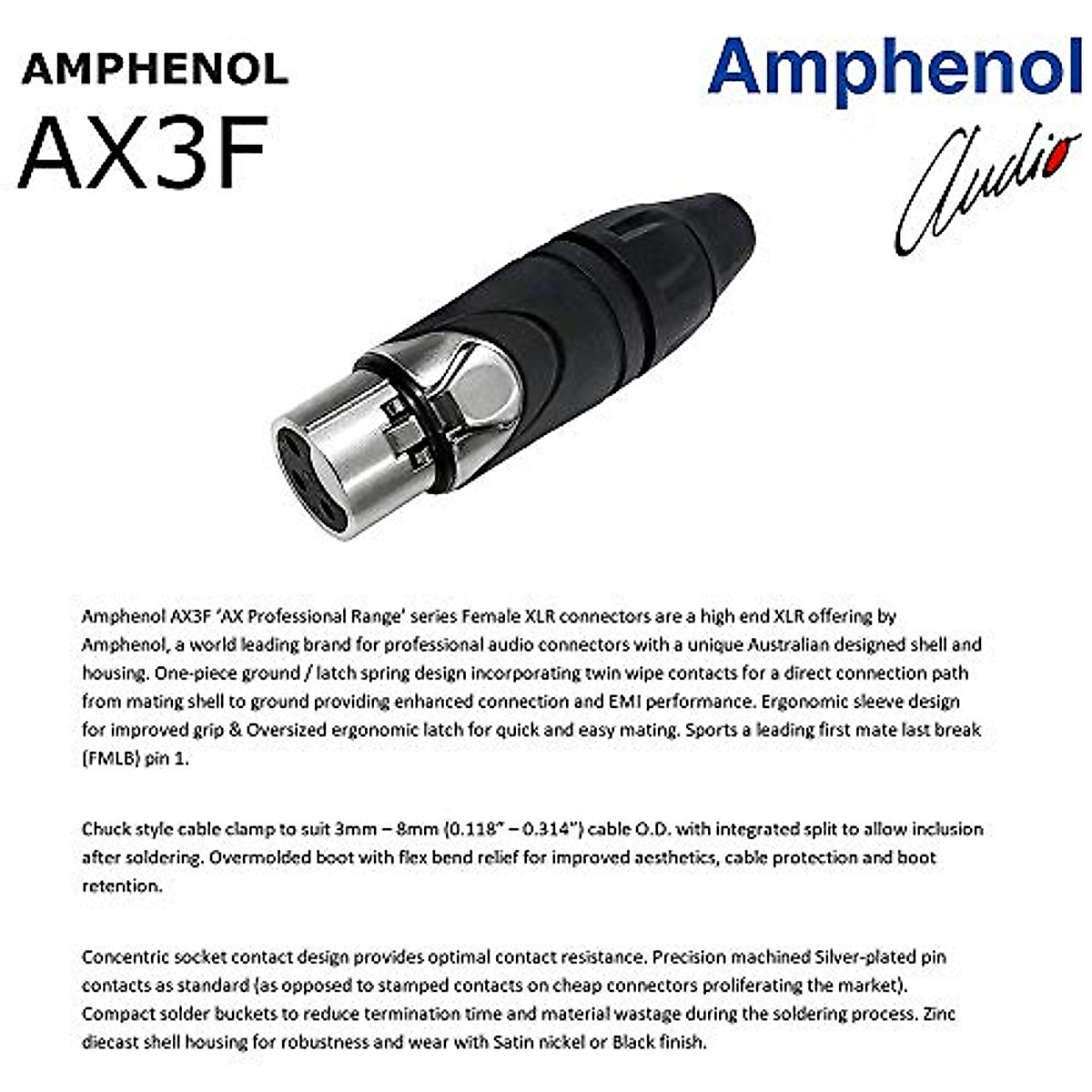 WORLDS BEST CABLES 2 Units - 2 Foot - Canare L-4E6S, Star Quad Balanced Male to Female Microphone Cables with Amphenol AX3M & AX3F Silver XLR Connectors - Custom Made