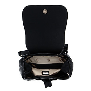 GUESS womens Helaina Flap Backpack, Black, one size US